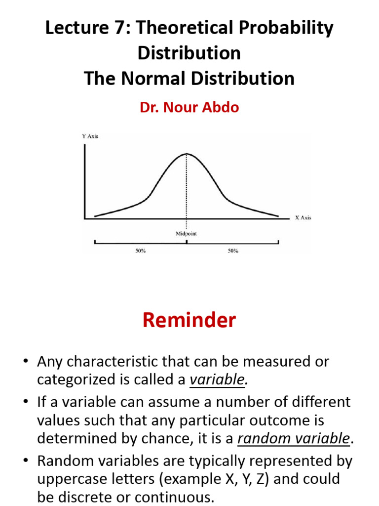 Biostatistics Lecture 7 Normal Distribution | PDF | Probability Distribution | Normal Distribution