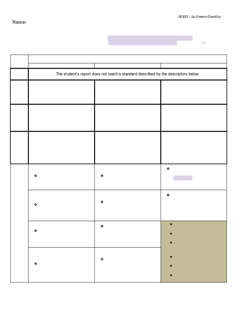 IB ESS IA Criteria Checklist 2026 | PDF | Validity (Statistics ...