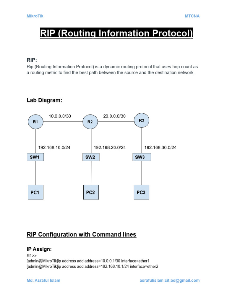 MikroTik - Dynamic Routing - RIP | PDF