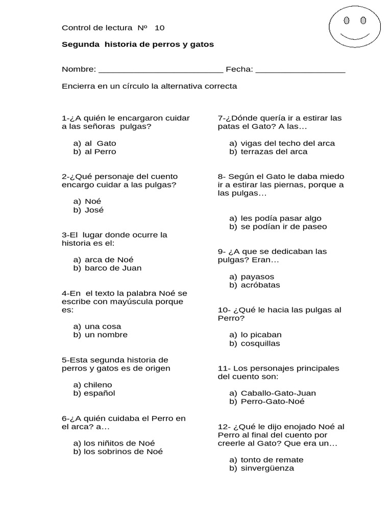 Control de Lectura # 10 Seg. Historia de Perros y Gatos | PDF