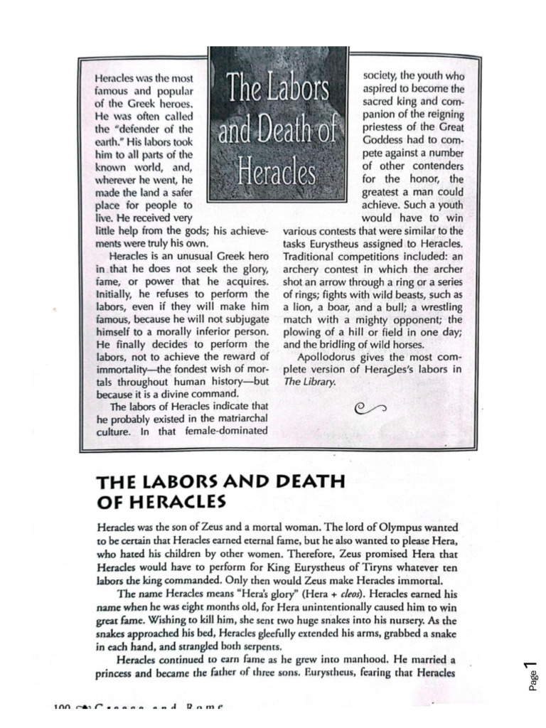 Heracles and His Labors | PDF