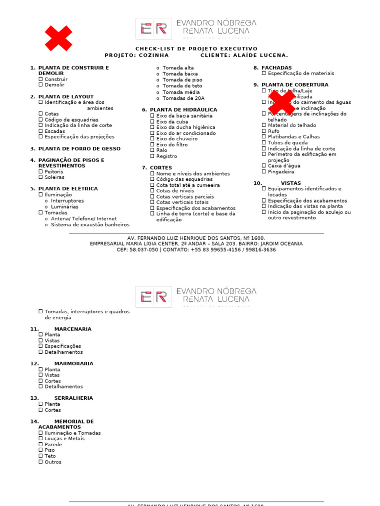 2018 Er Modelo Check List Projeto Executivo | PDF