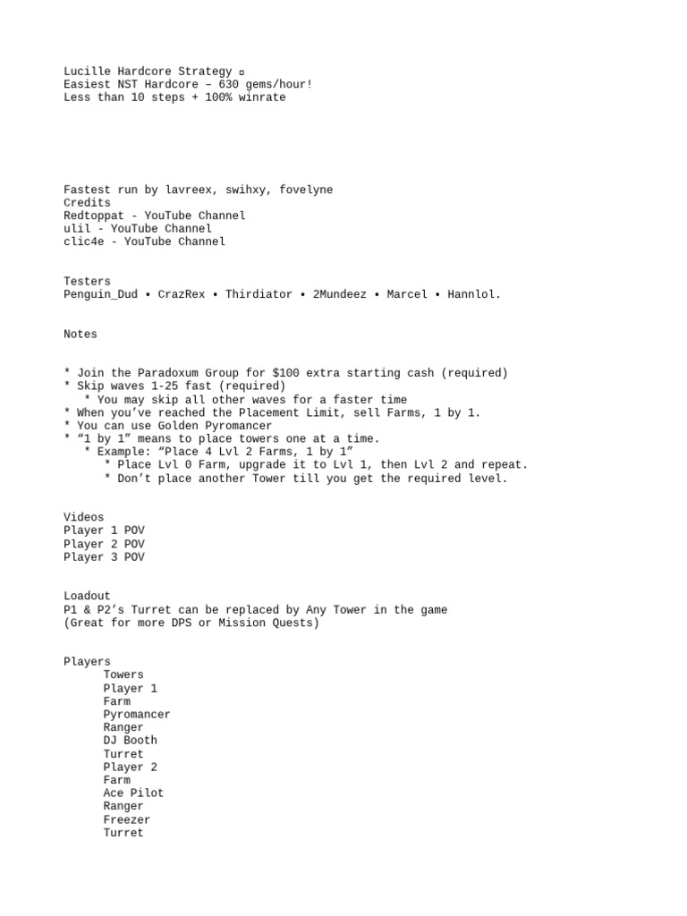 Lucille Hardcore Strategy Guide | PDF
