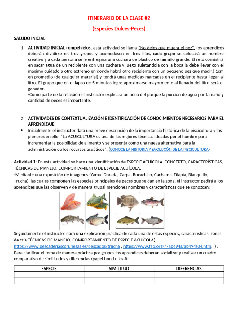 Momento de La Clase - Peces 2 y 3 | PDF