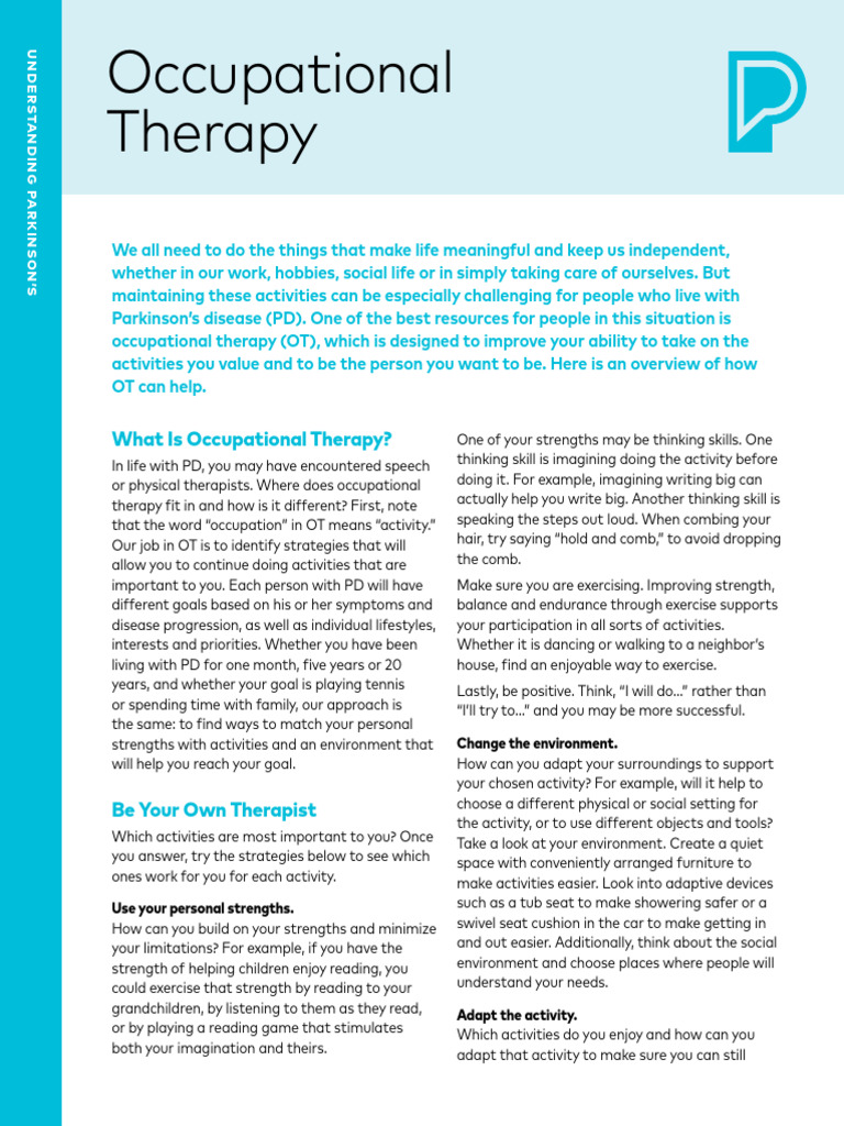 Terapia Ocupacional e Parkinson | PDF | Occupational Therapy ...