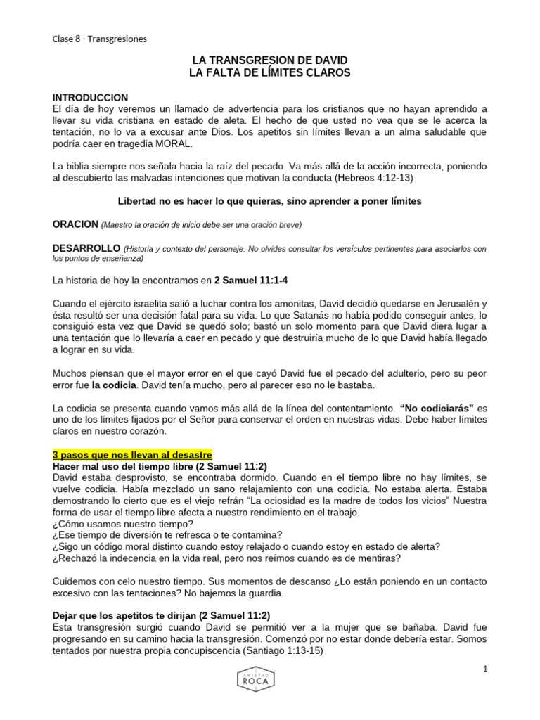 Transgresiones y límites en la fe | PDF | Pecado | David