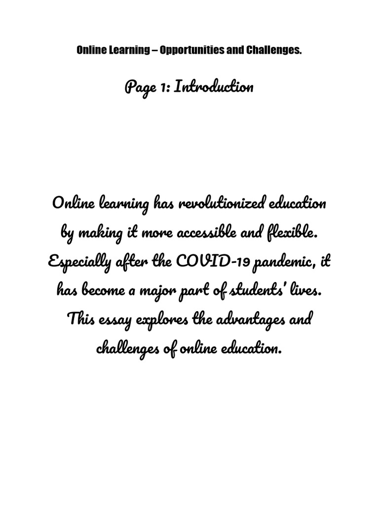 Online Learning - Opportunities and Challenges | PDF