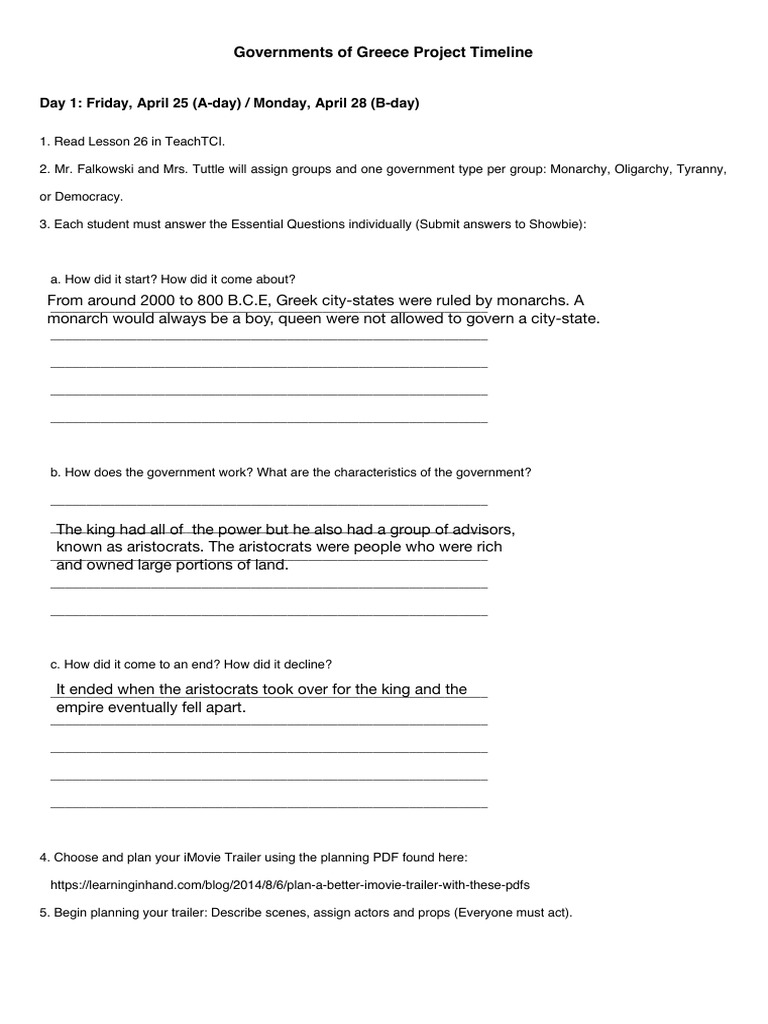 Greece Government Project Timeline | PDF