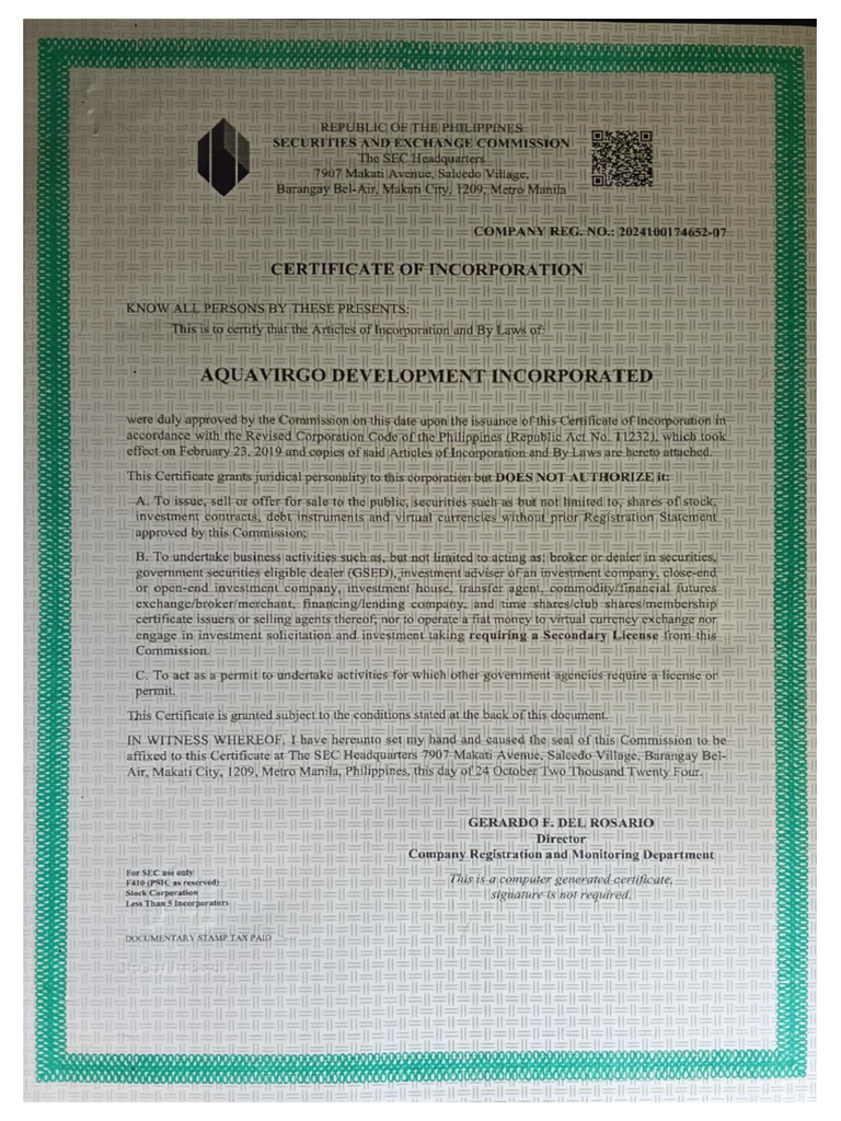 SEC Certificate | PDF