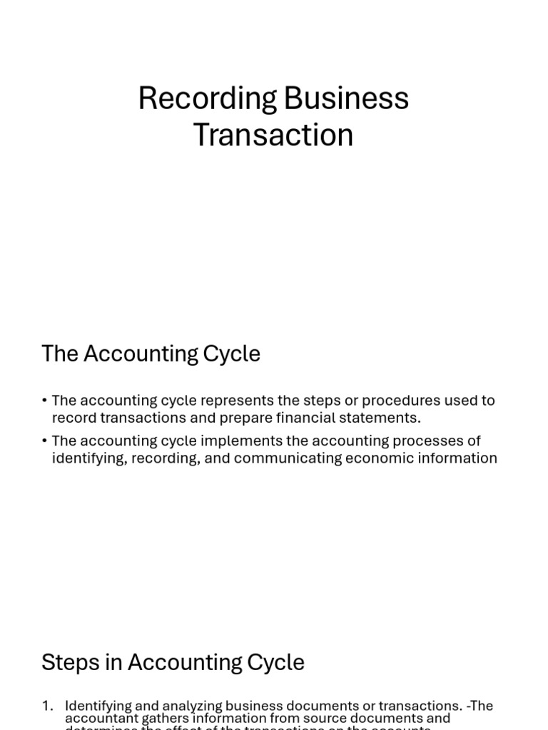 Lesson 4 - The Accounting Cycle | PDF | Debits And Credits | Receipt