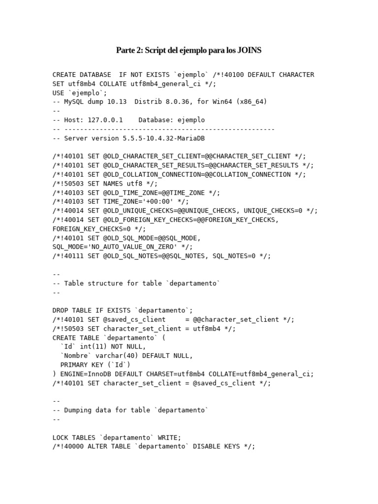 SCRIPTS BD (Base de Datos Básica, Usando My SQL) | PDF | SQL | Gestión de datos