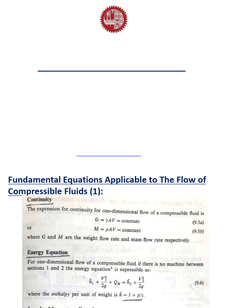 Steady Flow of Compressible Fluids | PDF