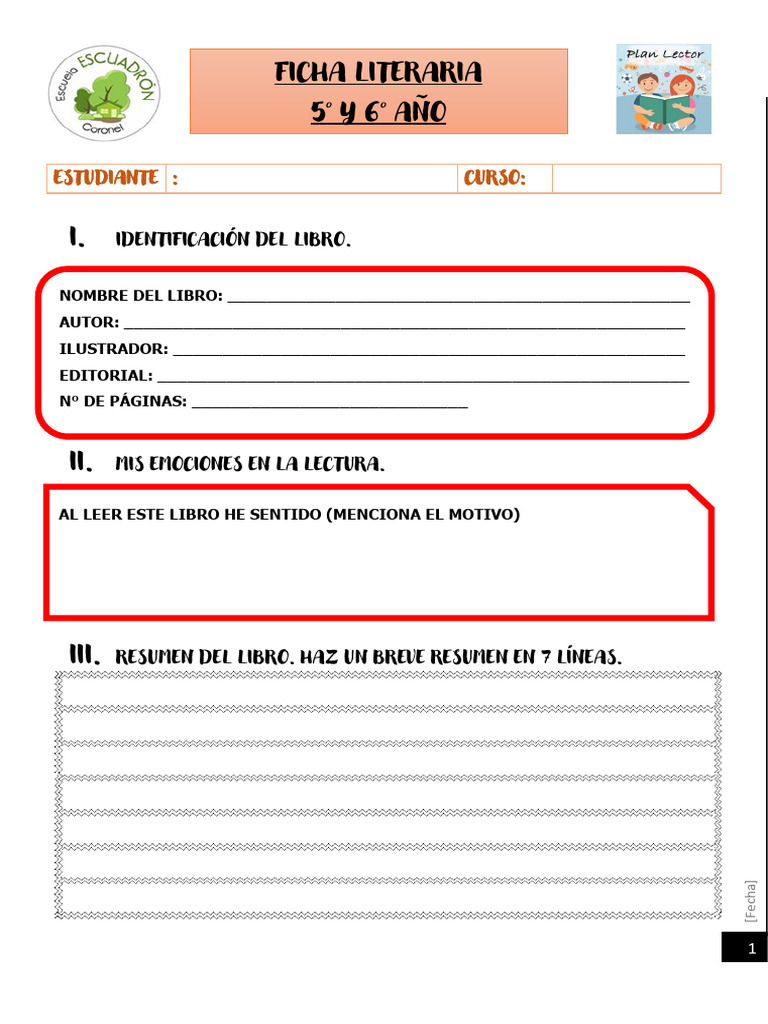 Ficha Literaria Quinto y Sexto | PDF