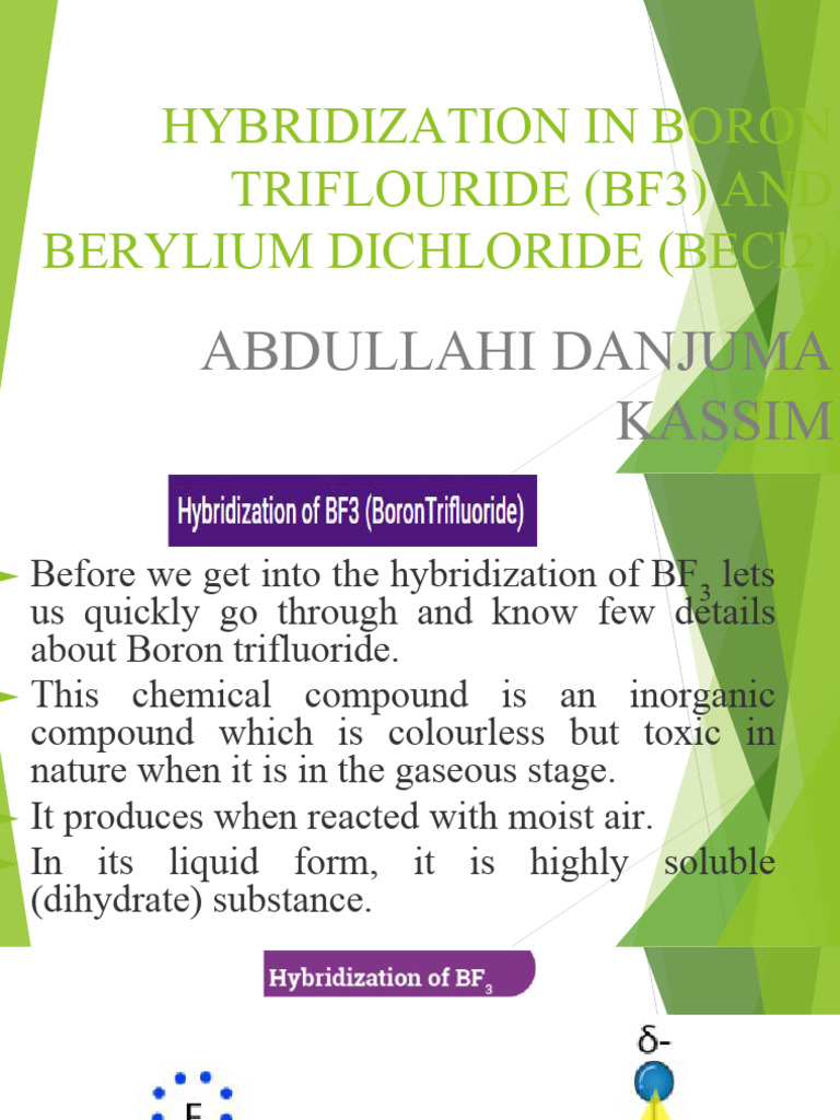 CHM 102 - Hybridization in Boron Triflouride (BF3) & Beryllium Dichloride (BECl2) | PDF ...
