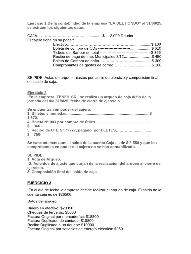 Arqueo de Caja | PDF