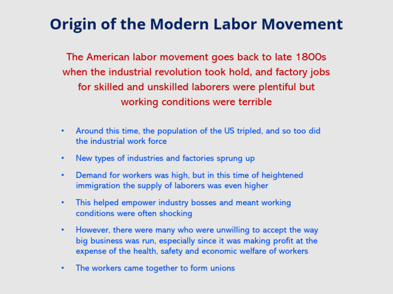 Origin of The Modern Labor Movement | PDF