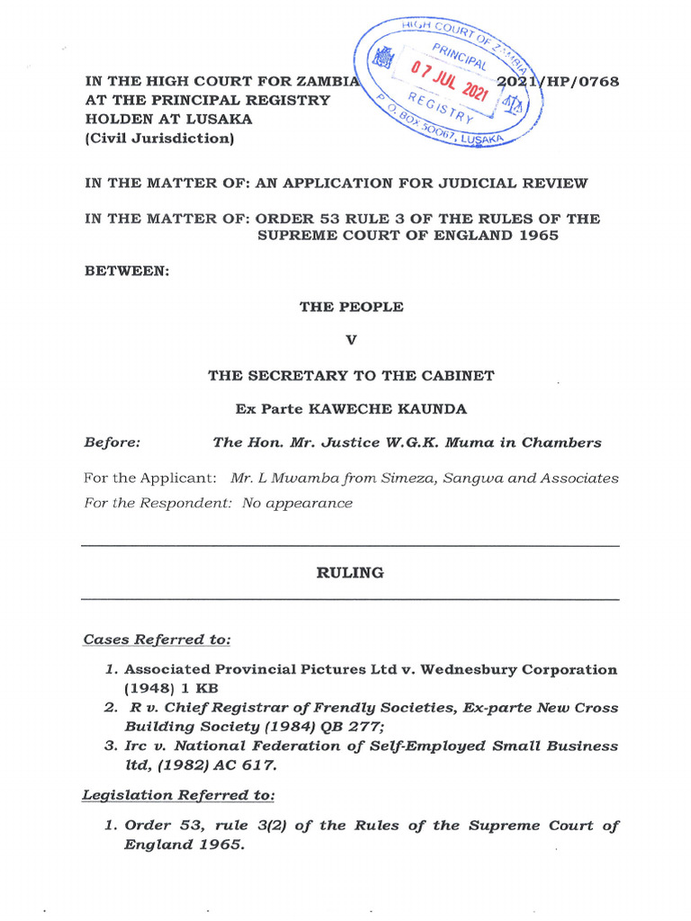 Judicial Review Application, Burial of A Former President | PDF