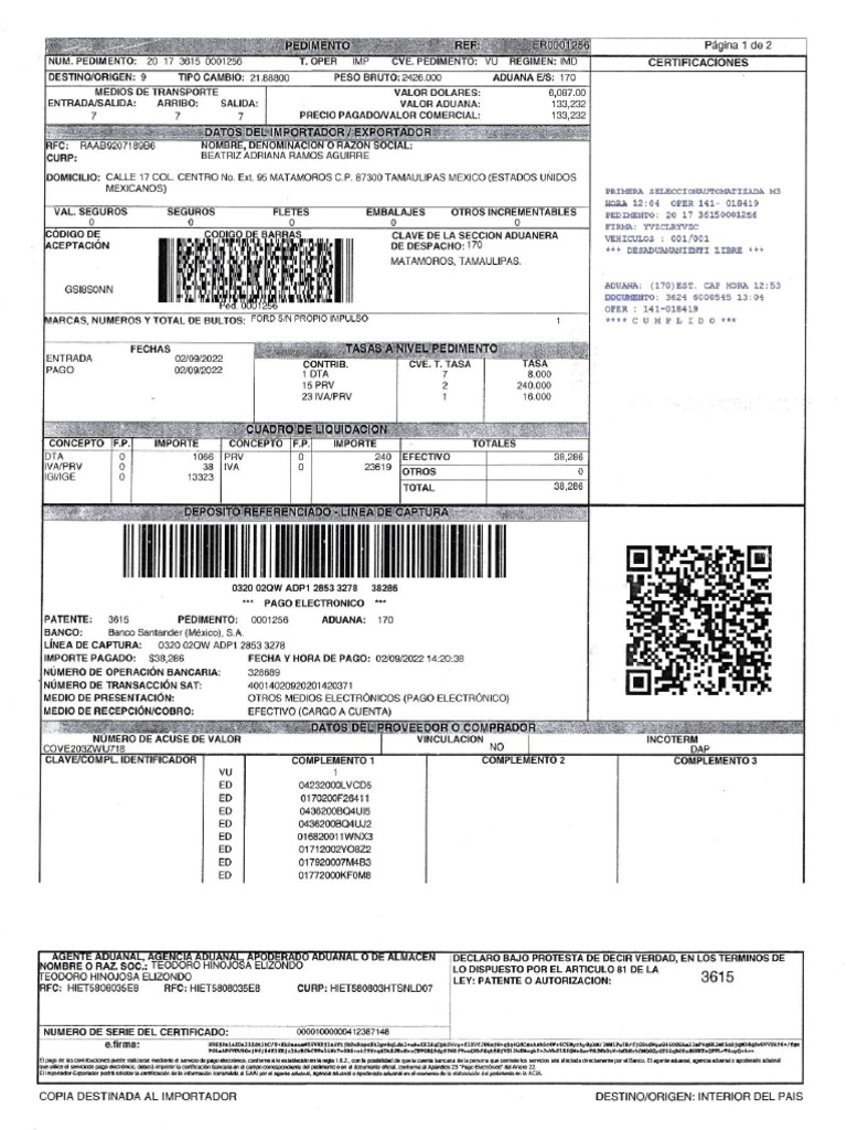 Pedimento 1 PD | PDF