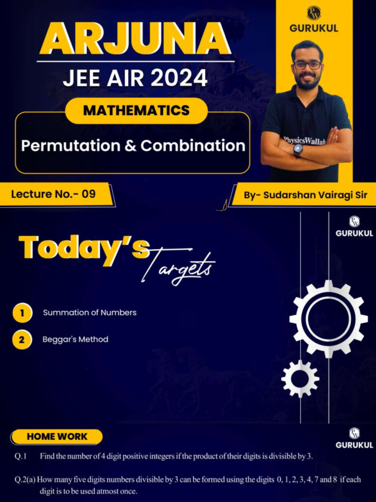 Permutation Combinations 09 Class Notes Pdf