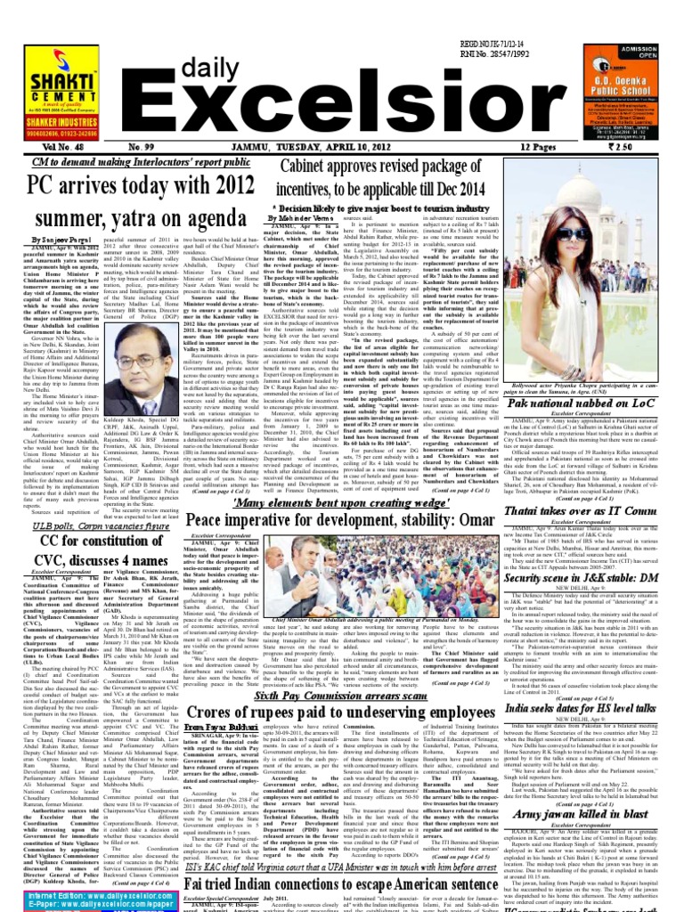 Excelsior: Daily | PDF | Government Of India | Government