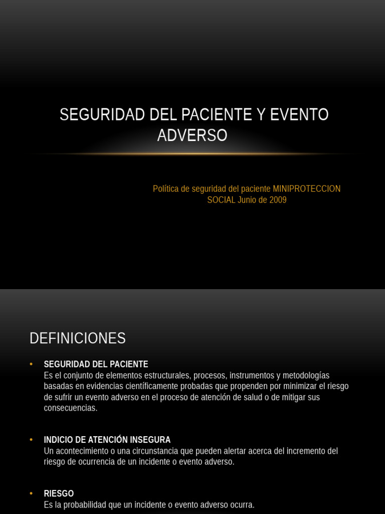 Seguridad Del Paciente y Evento Adverso | PDF | Seguridad del paciente ...