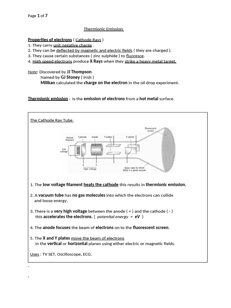 Thermionic Emission | PDF | Photoelectric Effect | Vacuum Tube