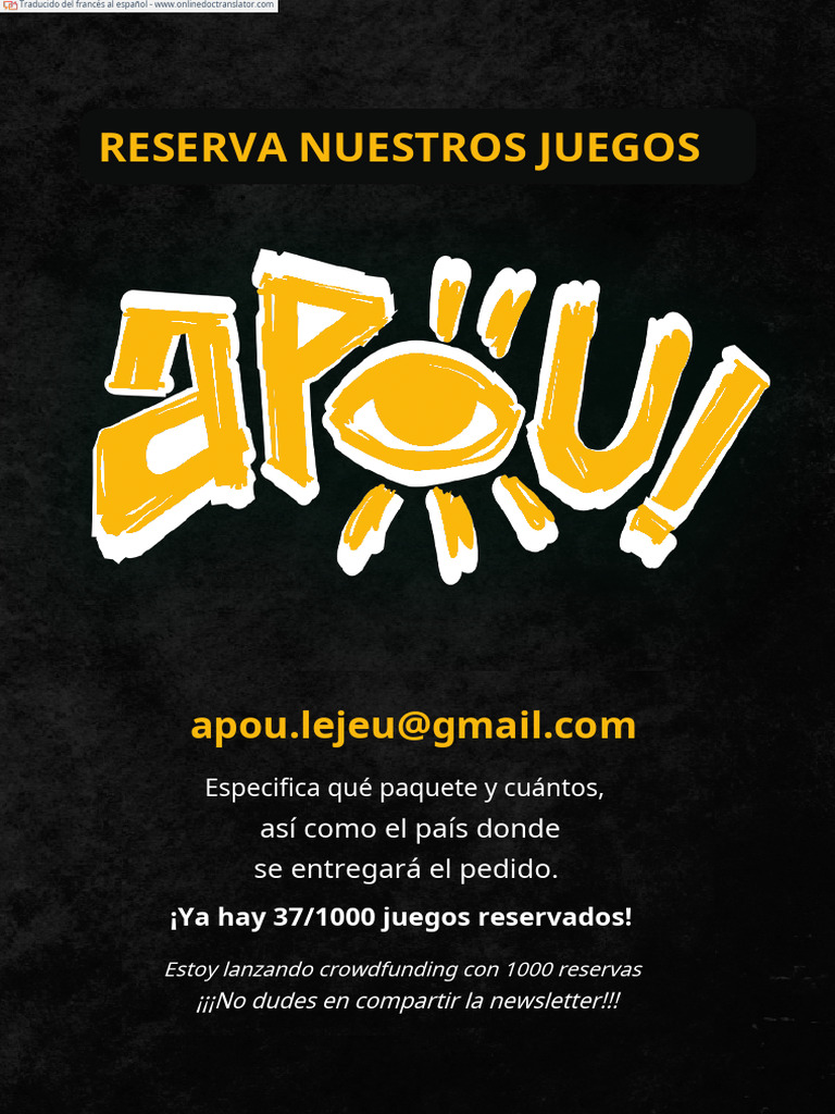 Reserva tus juegos APOU ahora | PDF