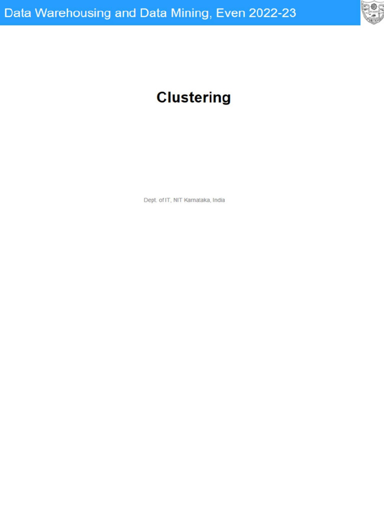 IT414 DWDM Lecture16 Clustering 6 Upload | PDF