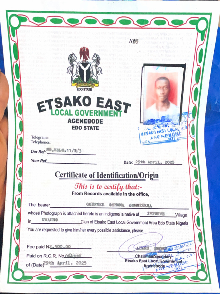 Certificate of Identification or Origin | PDF