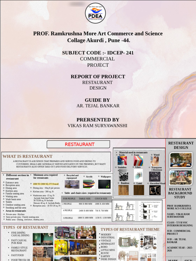 Restaurant Design Project Report | PDF | Restaurants | Cooking