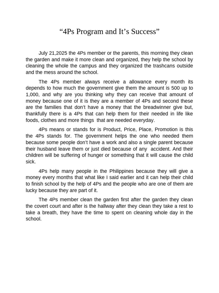 4Ps Program and Its Success | PDF
