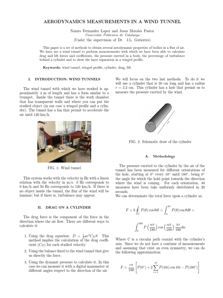 Wind Tunnel Aerodynamics Measurements | PDF | Boundary Layer | Drag ...
