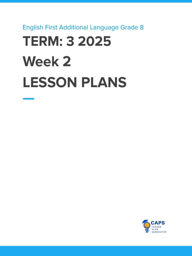 8 - English First Additional Language - TERM - 3 - Week 2 - Lesson ...