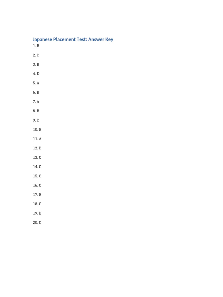 Placement Test N4 N3 Answer Key | PDF