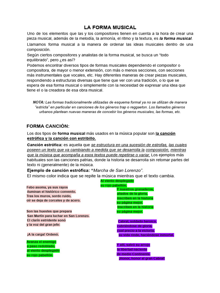 Forma Musical y Análisis | PDF | Canciones | Formas musicales