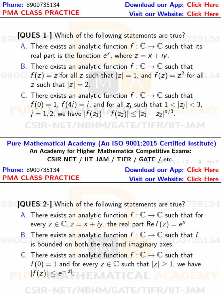Complex Maha Revision 01 - Pure Mathematical Academy | PDF