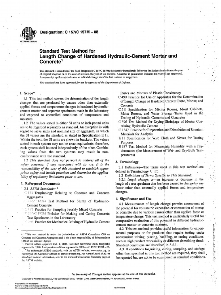 Astm C 157 - C - V.2008 | PDF