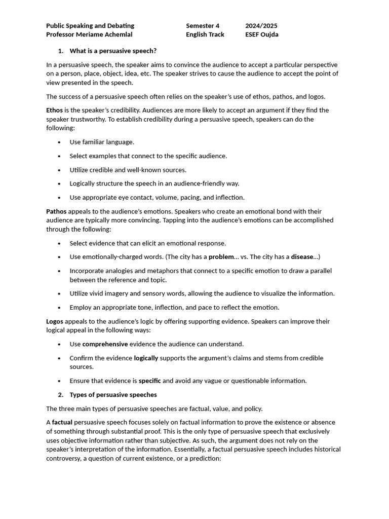 Understanding Persuasive Speech | PDF | Rhetoric | Public Speaking