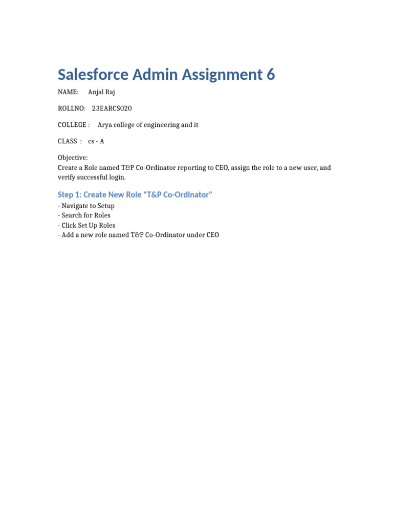Assignment 6 Salesforce | PDF
