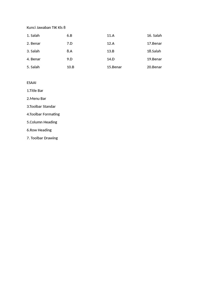 Kunci Jawaban TIK Kls 8 | PDF
