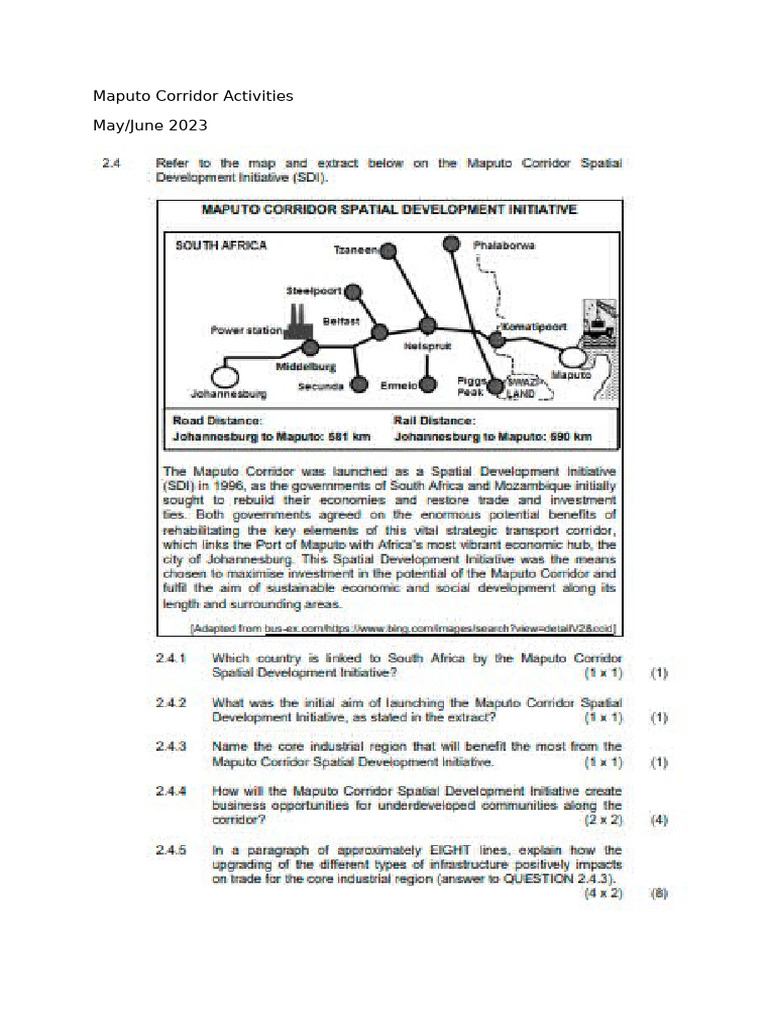 5.4maputo Corridor SDI Activities | PDF