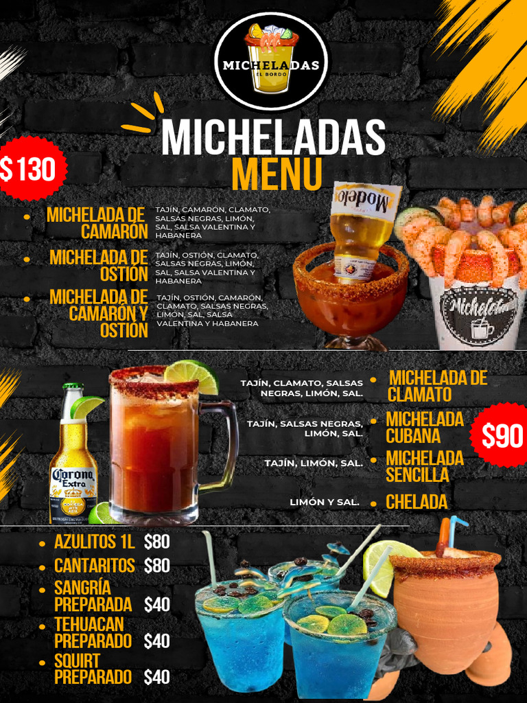 Menú Micheladas El Borrdo | PDF
