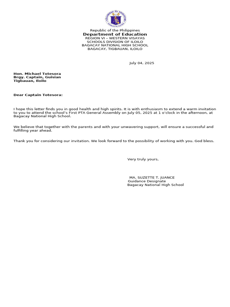 Letters To Brgy Captains | PDF