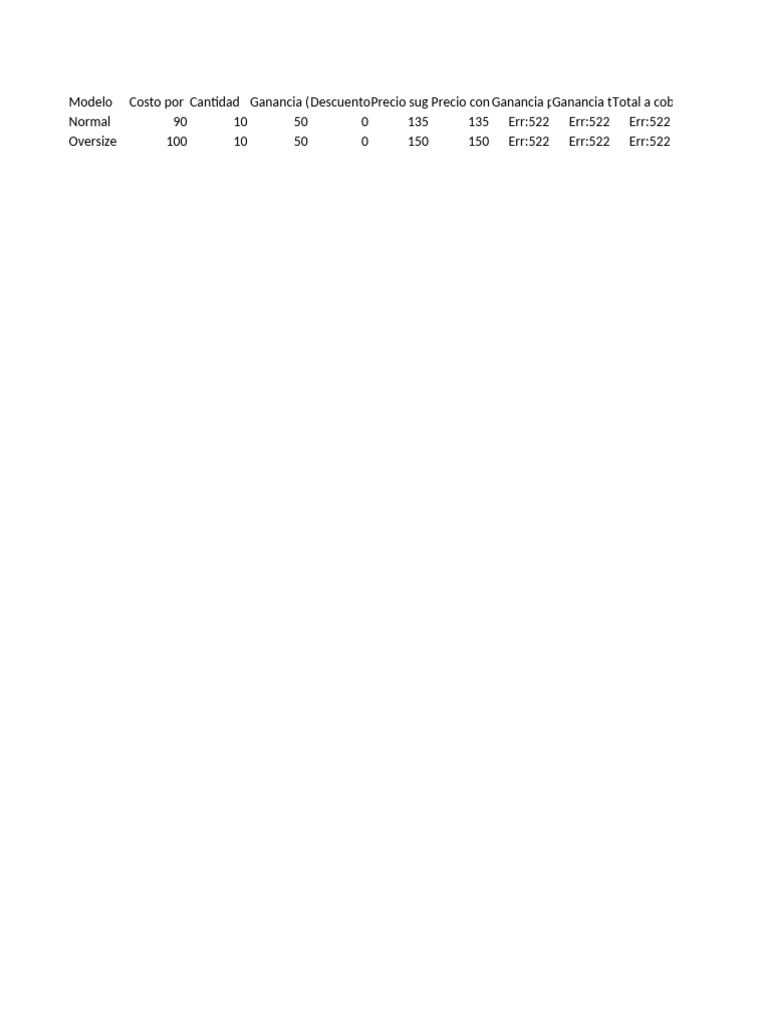 Calculadora Precios Playeras Con Formulas | PDF