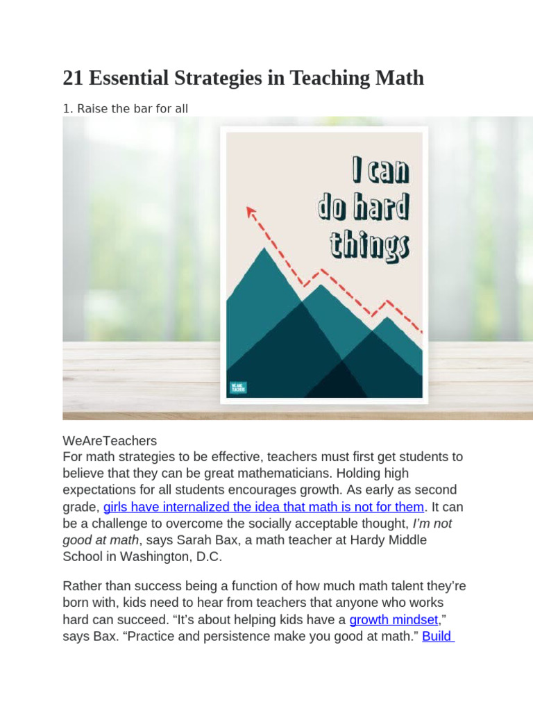 21 Essential Strategies in Teaching Math | PDF | Mathematics | Learning