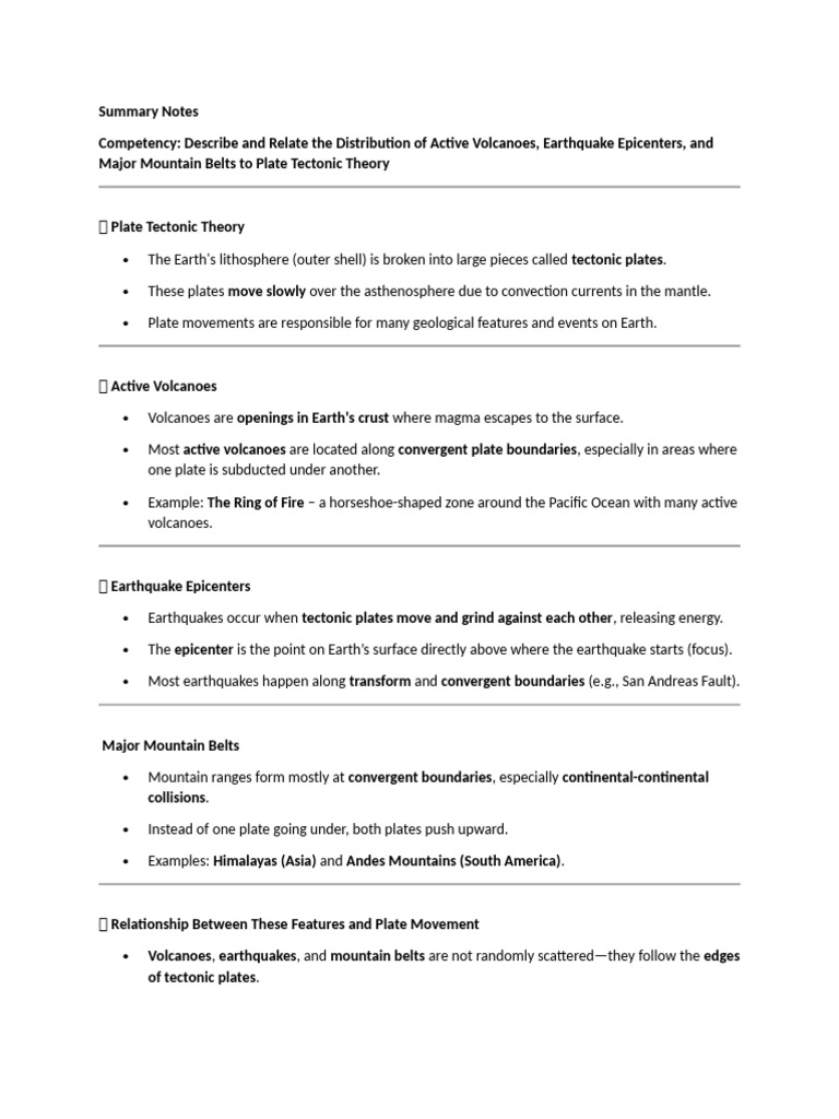 Plate Tectonics: Volcanoes, Earthquakes, Mountains | PDF | Plate ...