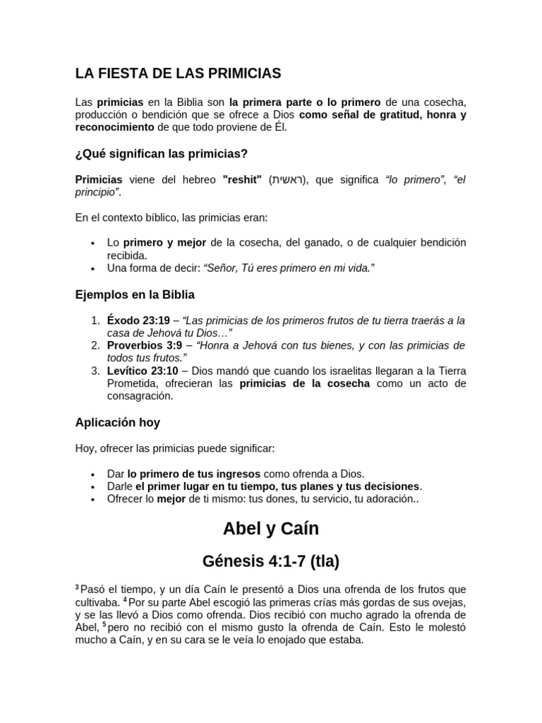 La Fiesta de Las Primicias | PDF | Dios | Contenido bíblico