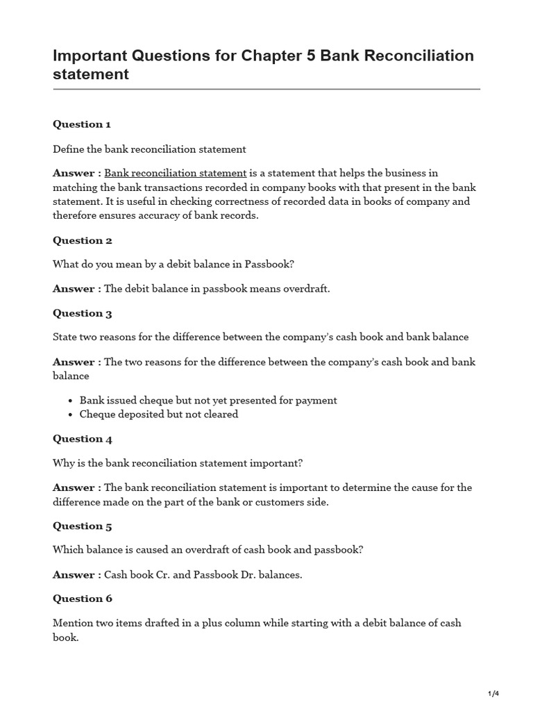 Key Concepts of Bank Reconciliation | PDF | Banks | Cheque