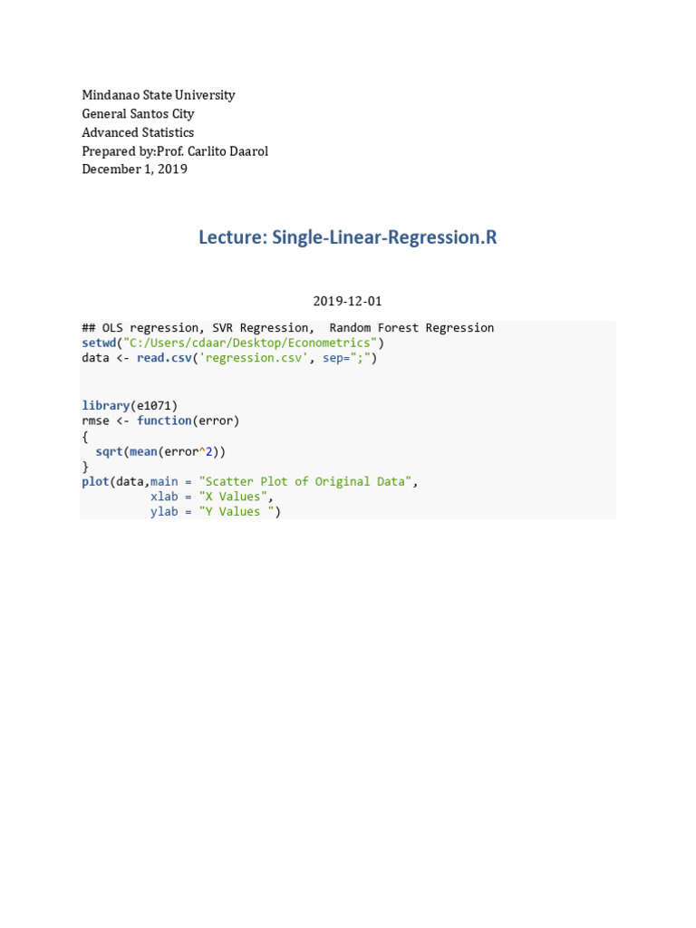 OLS Ans SVR Regression | PDF