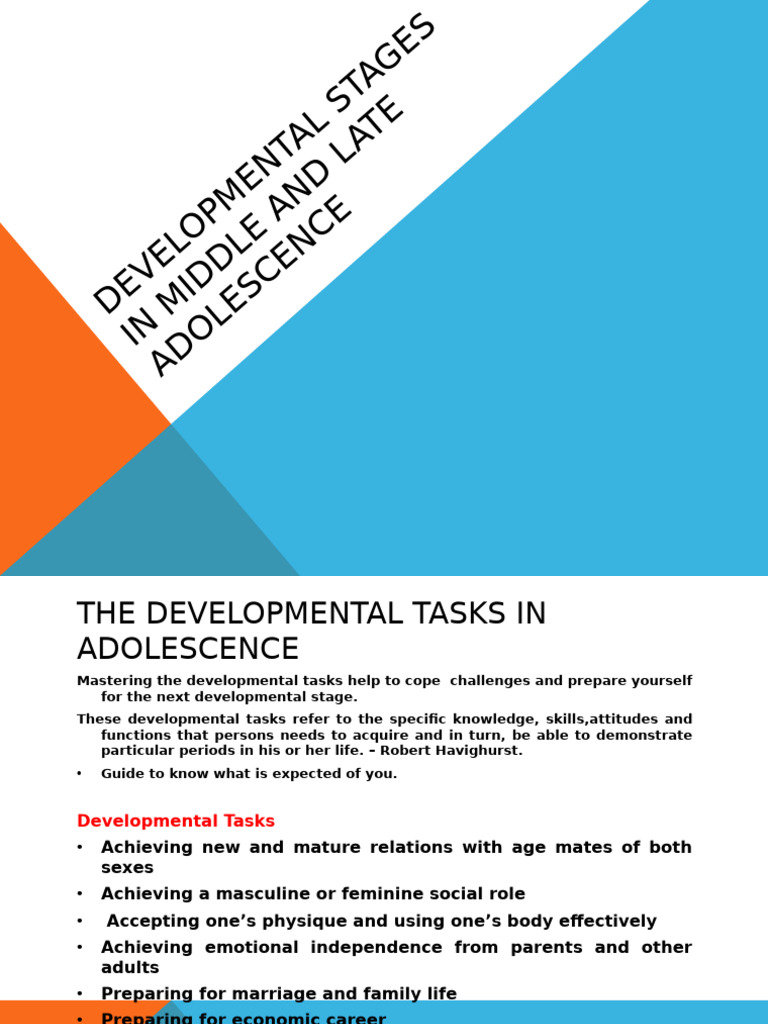 Developmental Stages in Middle and Late Adolescence | PDF | Adolescence ...